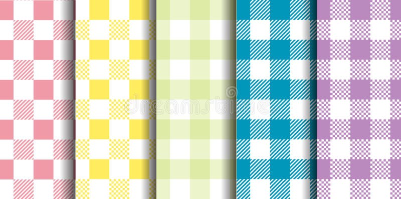 Vichy Seamless Set. Pastel Gingham Pattern. Background for Easter ...