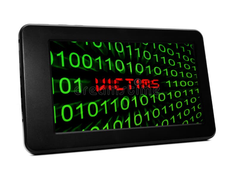 Victims text on pc tablet stock image. Image of privacy - 177158943