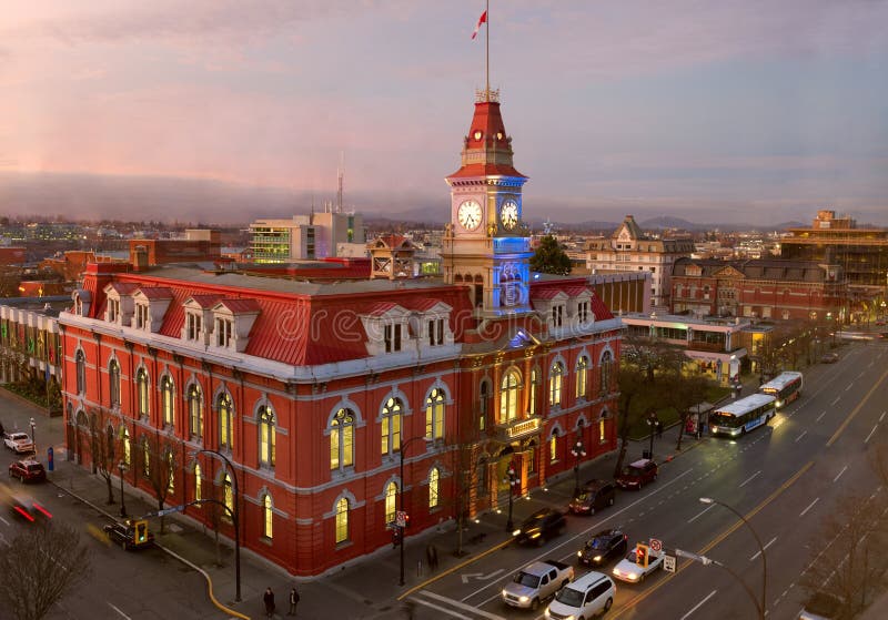 Full View of Victoria Canada City Hall Stock Image - Image of blue ...