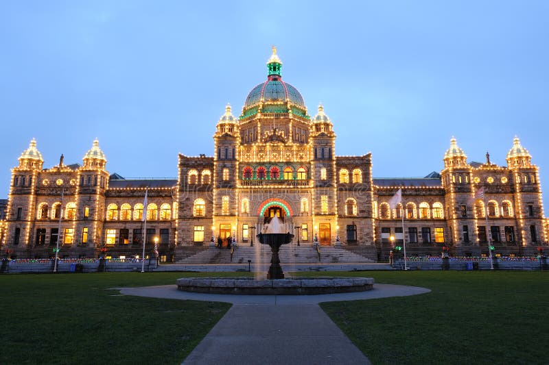 Victoria city night scene stock image. Image of famous - 14698061