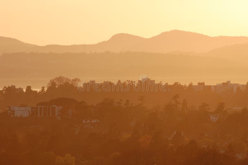 Victoria city at sunset stock image. Image of columbia - 13251719