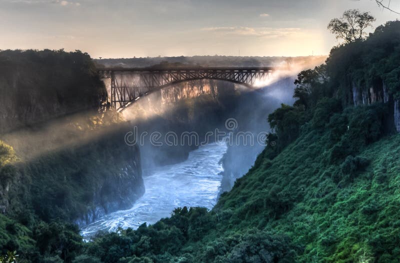 Victoria Falls Bridge stock image. Image of africa, sunset - 27211649