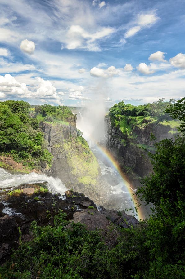 Victoria Falls view stock image. Image of falls, flora - 158951559