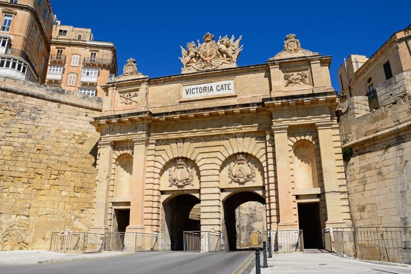 Victoria Gate, Valletta. stock image. Image of sunlit - 92556609