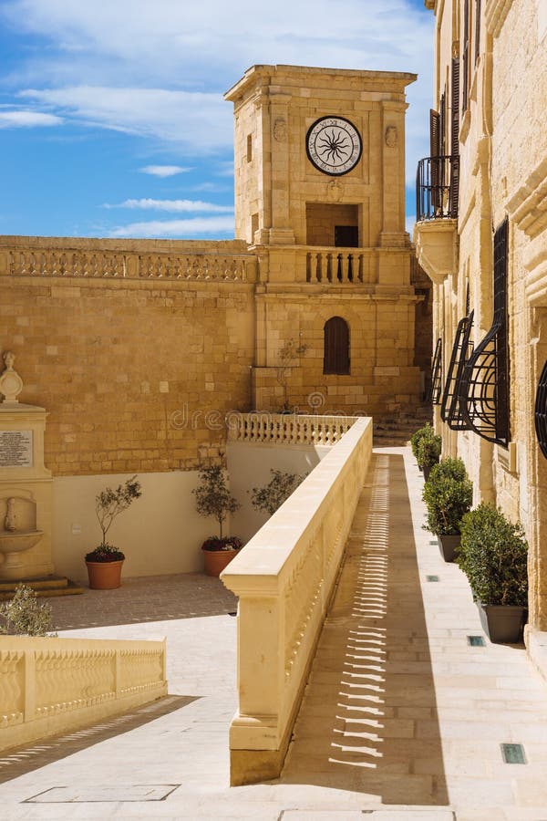 Ancient Clock Tower, Citadel, Malta Stock Image - Image of gozo ...
