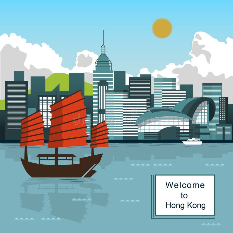 Victoria Harbor scenery stock illustration. Illustration of scene ...