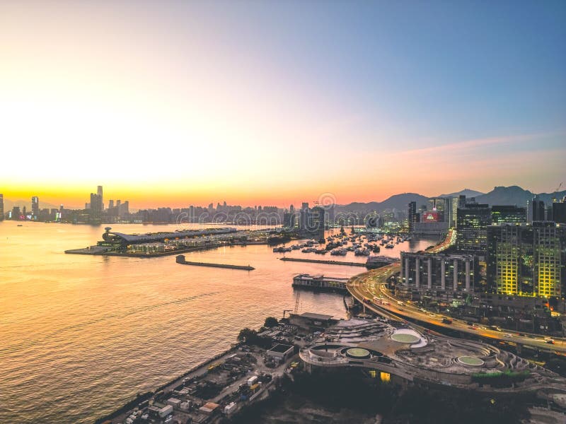 5 May 2022 Victoria Harbour Sunset and View at Kwun Tong Editorial ...