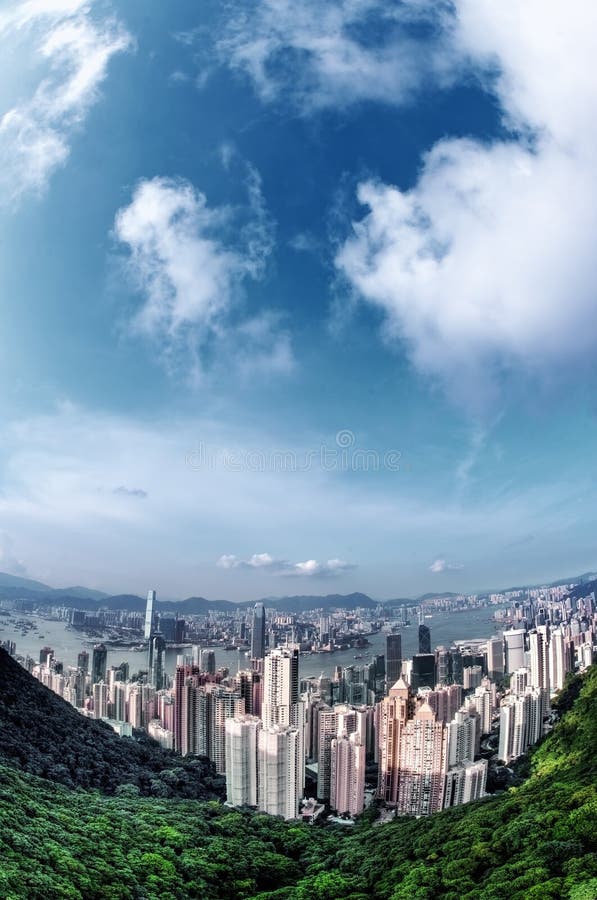 Victoria Peak Hong Kong, Modern Office Buildings from the Peak Stock ...