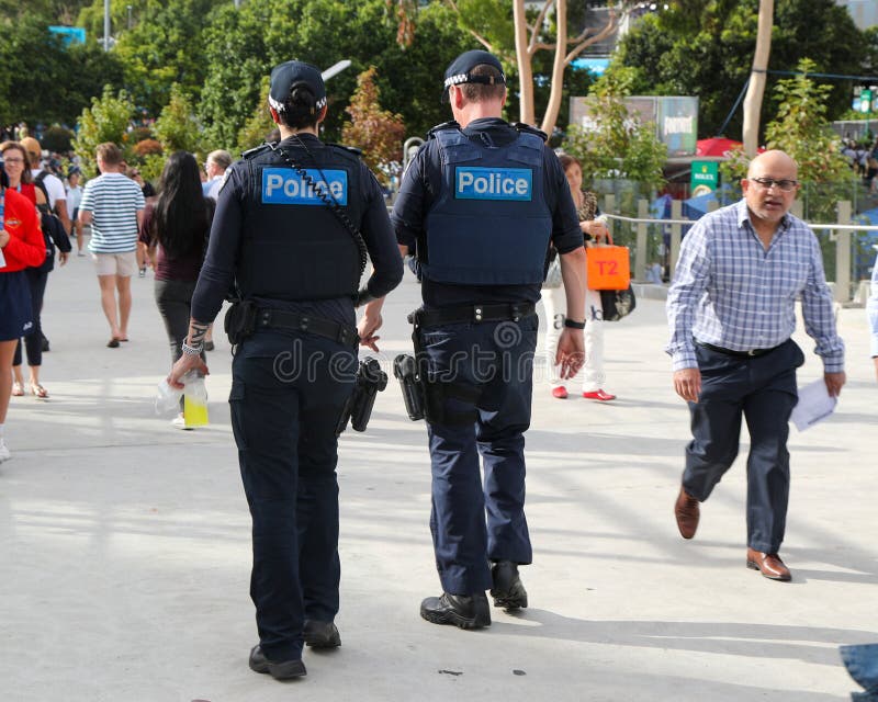 Victoria Police Constable Providing Security in Melbourne, Australia ...