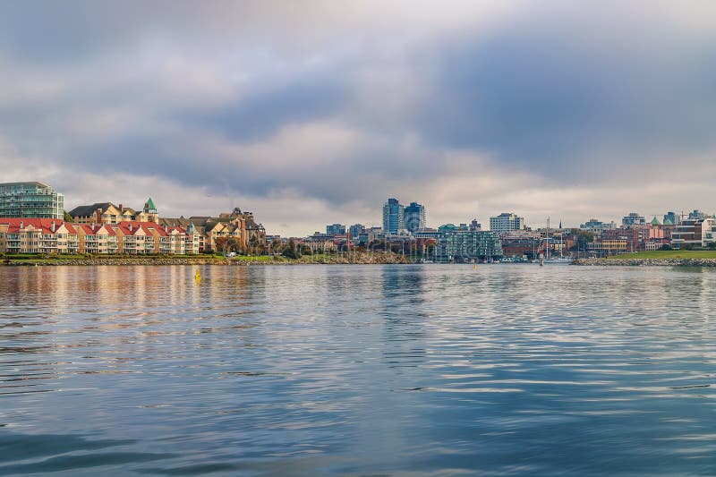 Victoria Skyline by the Water on a Cloudy Day Stock Photo - Image of ...