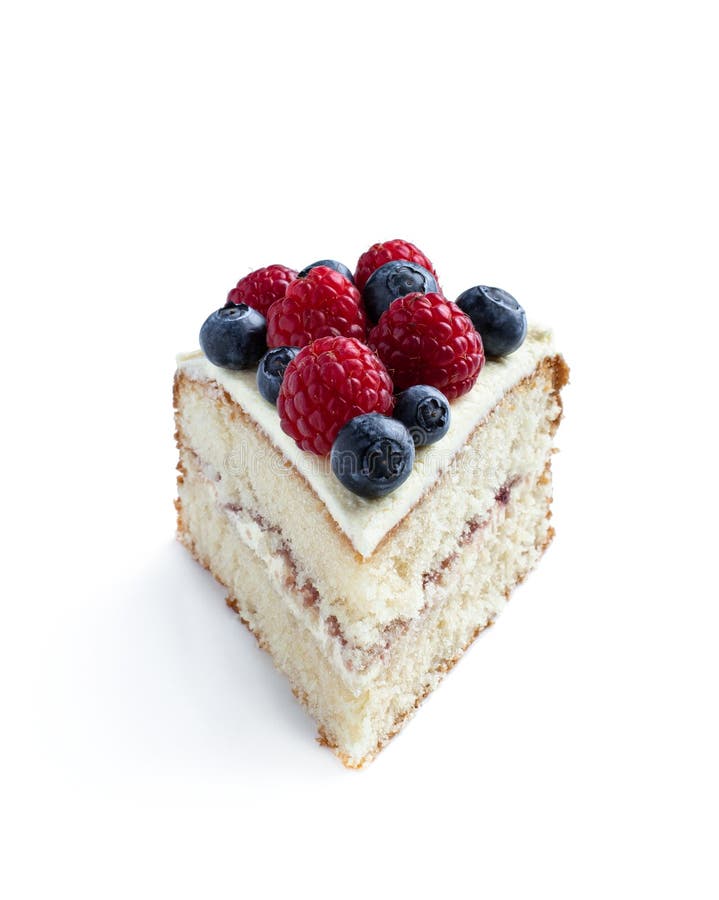 Victoria Sponge Cake Slice Isolated on White Stock Image - Image of ...