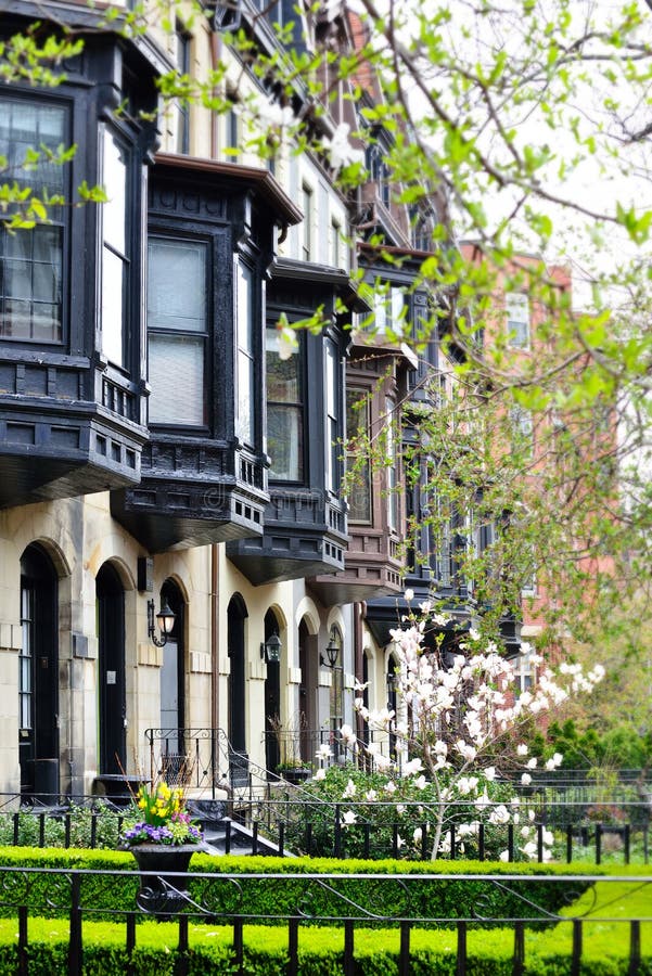 Victorian Brownstones in Boston Back Bay Stock Image - Image of luxury ...
