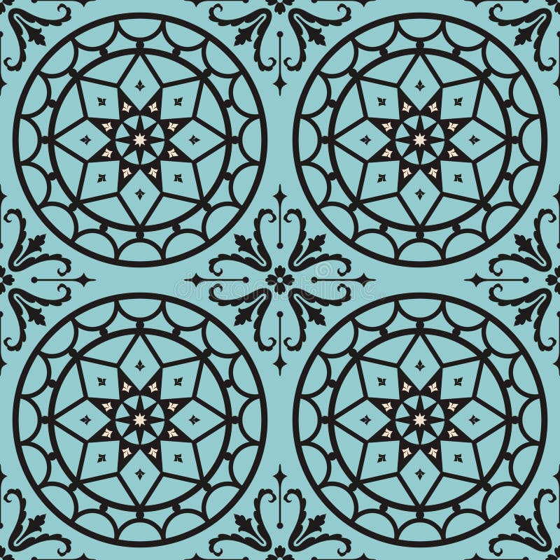 Victorian Blue Seamless Pattern Stock Vector - Illustration of ...