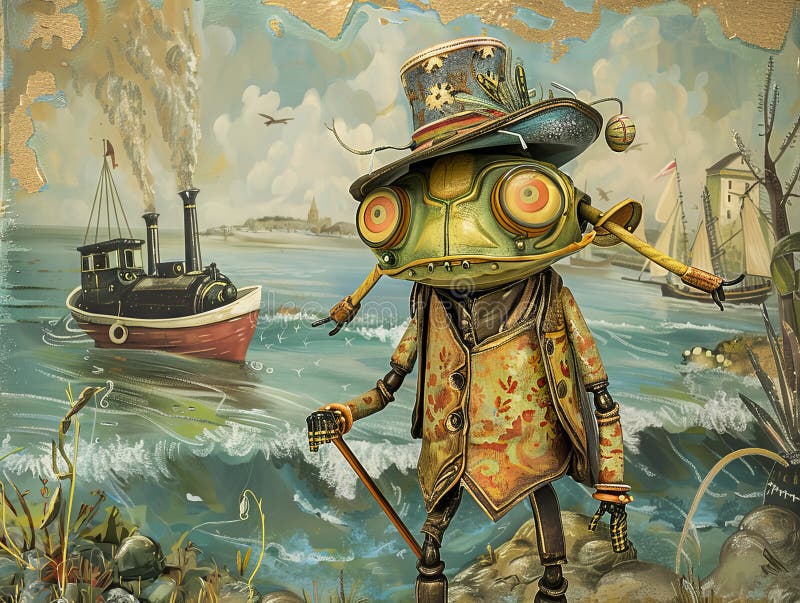 Victorian Bug on Waterfront Stock Illustration - Illustration of cane ...