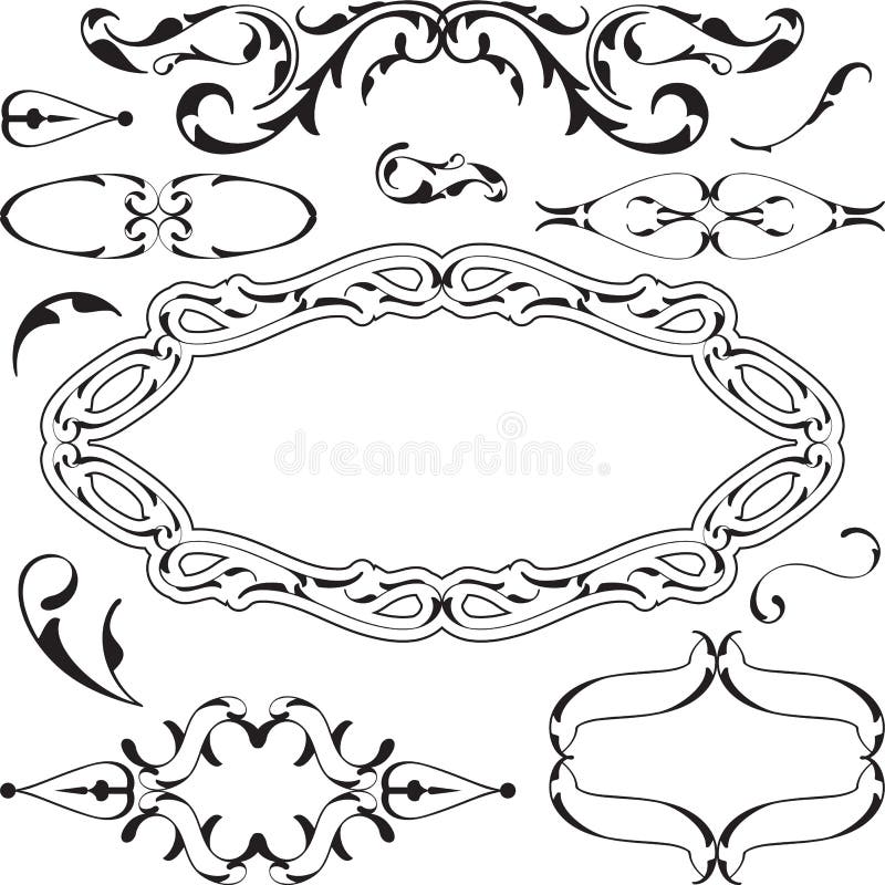 Victorian Cool Design Elements Set Stock Vector - Illustration of ...