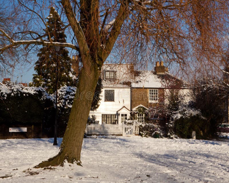 Victorian Cottages Snow Scene Stock Image - Image of victorian, winter ...