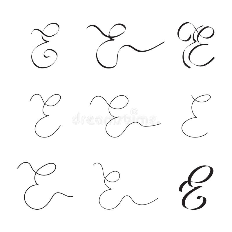 Victorian E Letter Initial Cursive Hand Written Calligraphic Alphabet ...