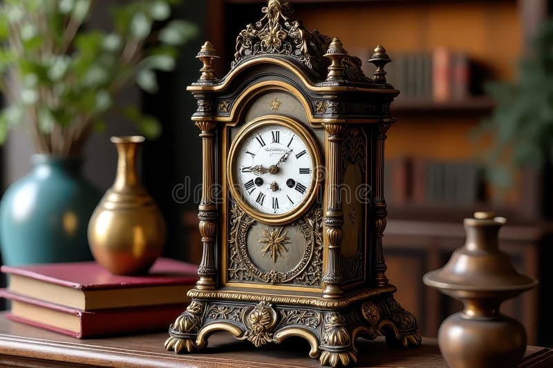 Victorian-Era Antique Pendulum Clock Stock Illustration - Illustration ...