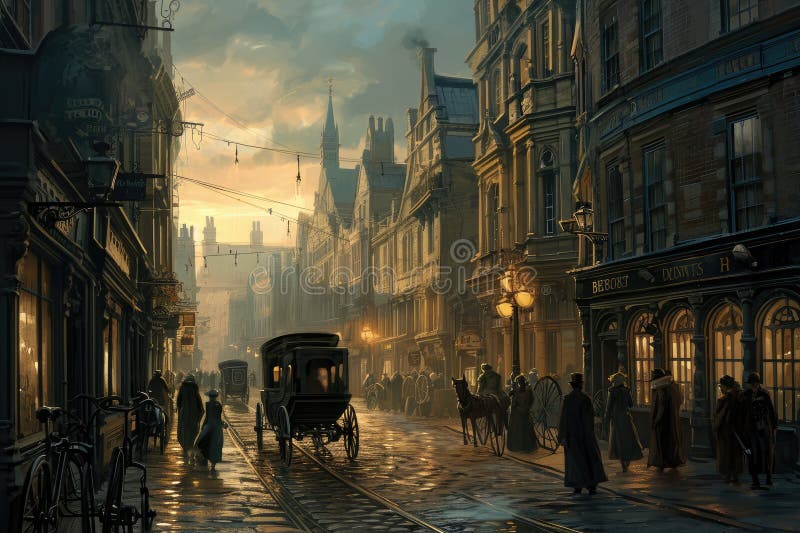 Victorian-era London with Carriages and Cobbled Streets, AI Generated ...