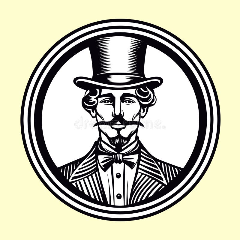 Victorian Gentleman Top Hat Logo Icon Vector Illustration Stock Vector ...