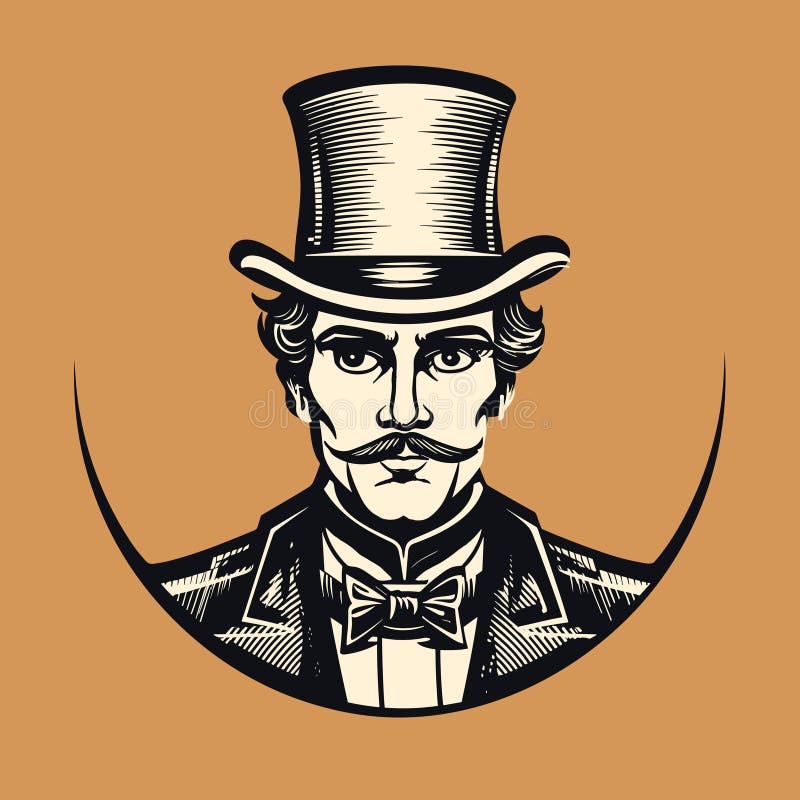 Victorian Gentleman Top Hat Logo Icon Vector Illustration Stock Vector ...
