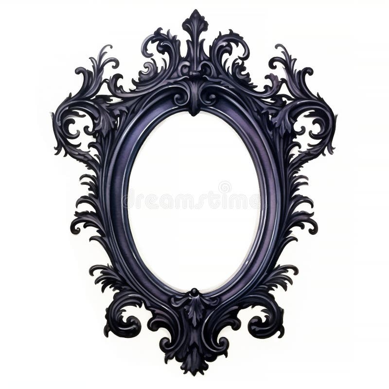 Victorian Gothic Style Frame Dark Watercolor Illustration. Invitation ...