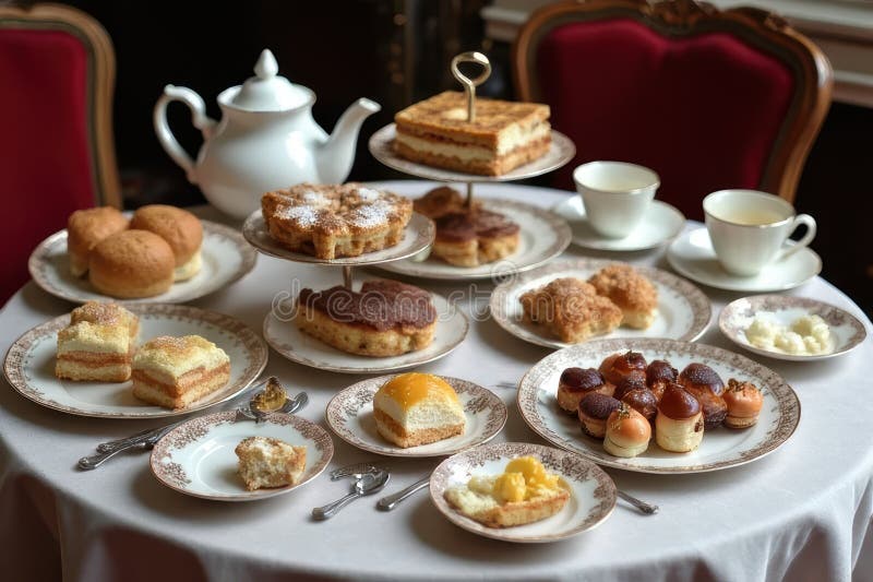 Victorian High Tea Setting stock illustration. Illustration of display ...