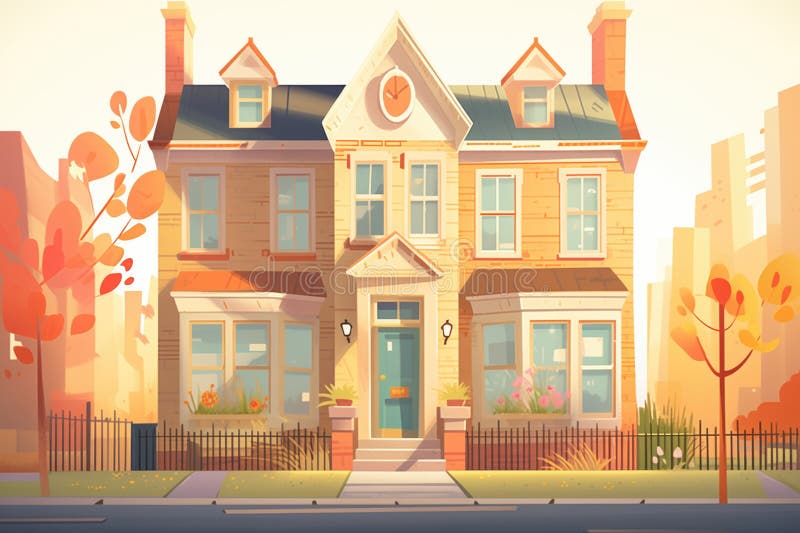 Victorian House Fronts in Warm Sunset Light, Magazine Style ...