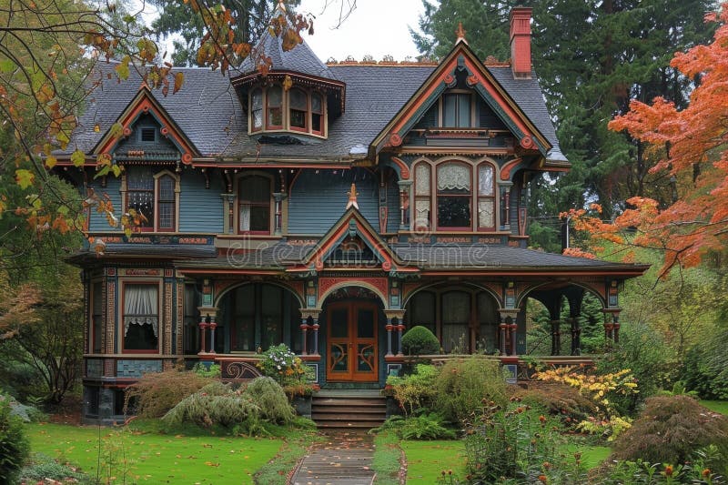 A Victorian House in the Woods. Victorian Architecture Stock Image ...