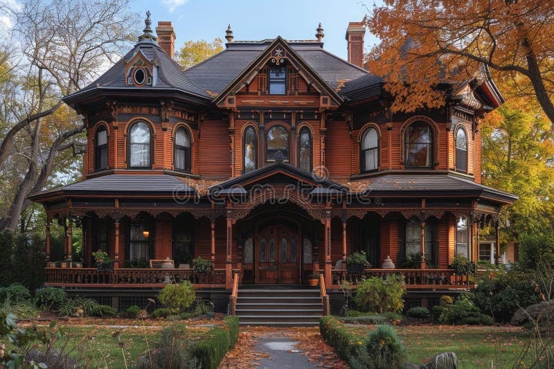 A Victorian House in the Woods. Victorian Architecture Stock Image ...