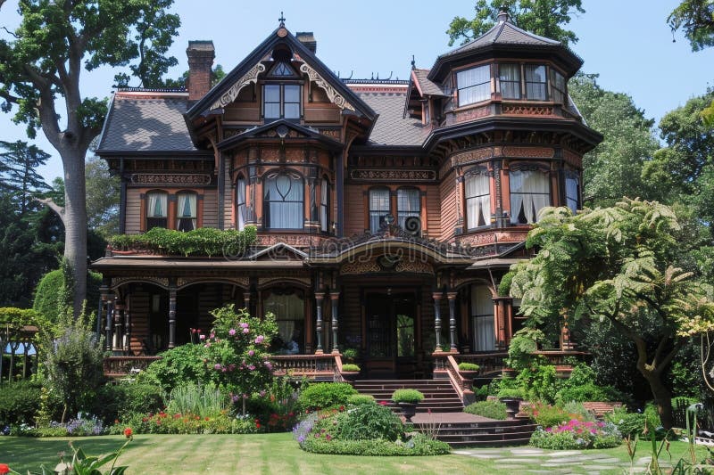 A Victorian House in the Woods. Victorian Architecture Stock Image ...