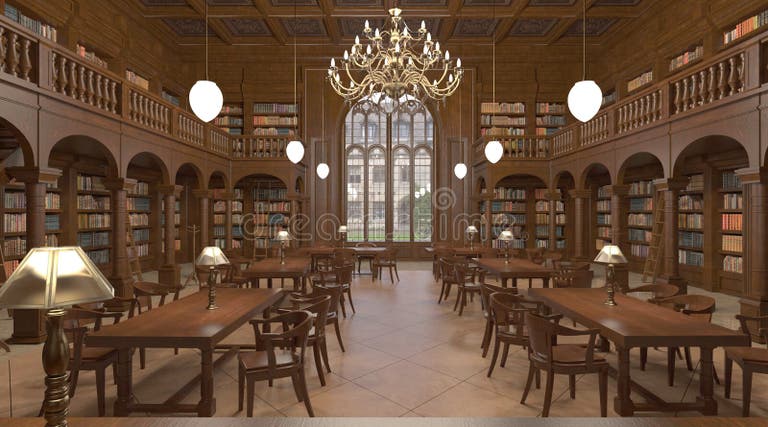Victorian Library Room Interior 3d Illustration Stock Illustration ...