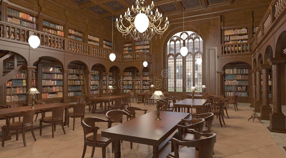 Victorian Library Room Interior 3d Illustration Stock Illustration ...