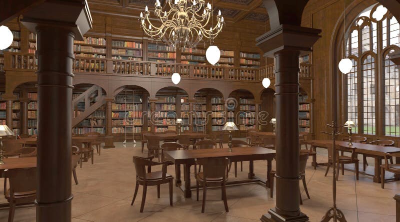 Victorian Library Room Interior 3d Illustration Stock Illustration ...