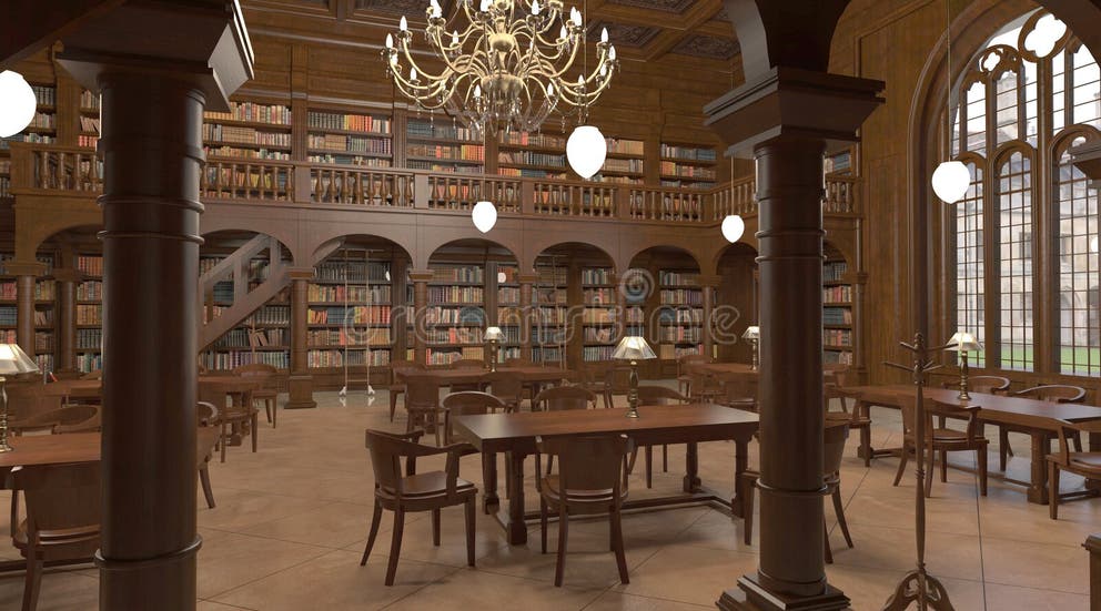 Victorian Library Room Interior 3d Illustration Stock Illustration ...