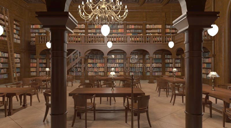 Victorian Library Room Interior 3d Illustration Stock Illustration ...