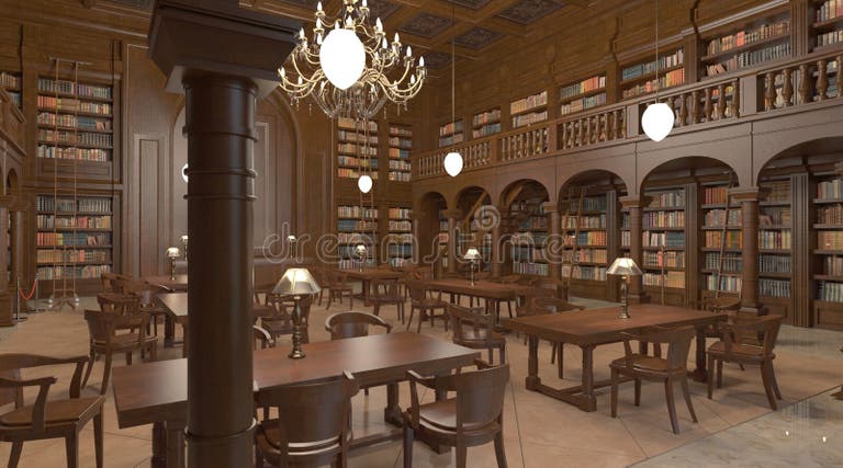 Victorian Library Room Interior 3d Illustration Stock Illustration ...