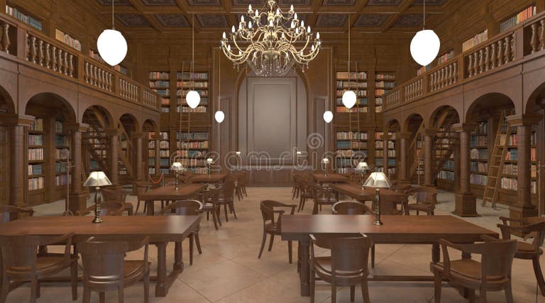 Victorian Library Room Interior 3d Illustration Stock Illustration ...