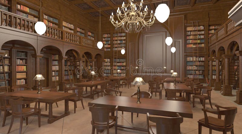 Victorian Library Room Interior 3d Illustration Stock Illustration ...