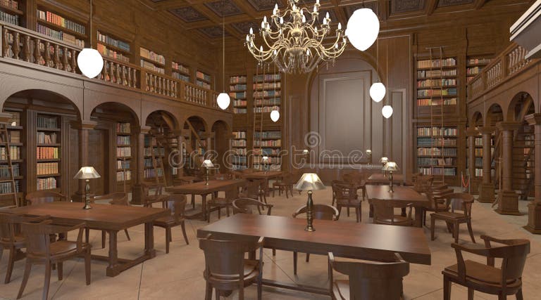 Victorian Library Room Interior 3d Illustration Stock Illustration ...