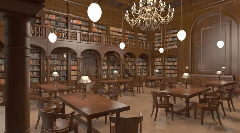 Victorian Library Room Interior 3d Illustration Stock Illustration ...