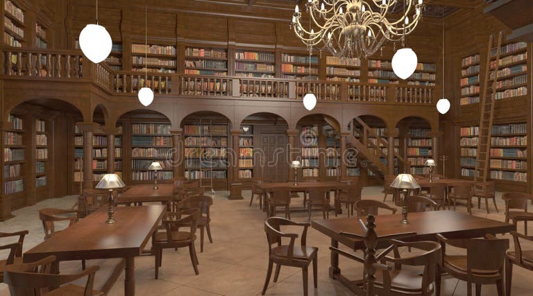 Victorian Library Room Interior 3d Illustration Stock Illustration ...