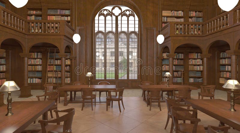 Victorian Library Room Interior 3d Illustration Stock Illustration ...