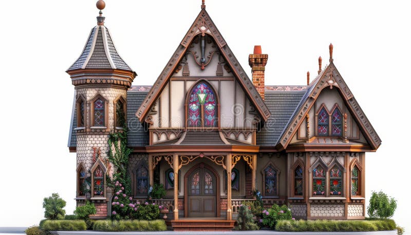 Victorian Miniature Toy House Isolated on Transparent Background Stock ...