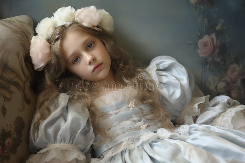 Victorian Royal Cottagecore Victorian Girl Portrait Stock Illustration ...