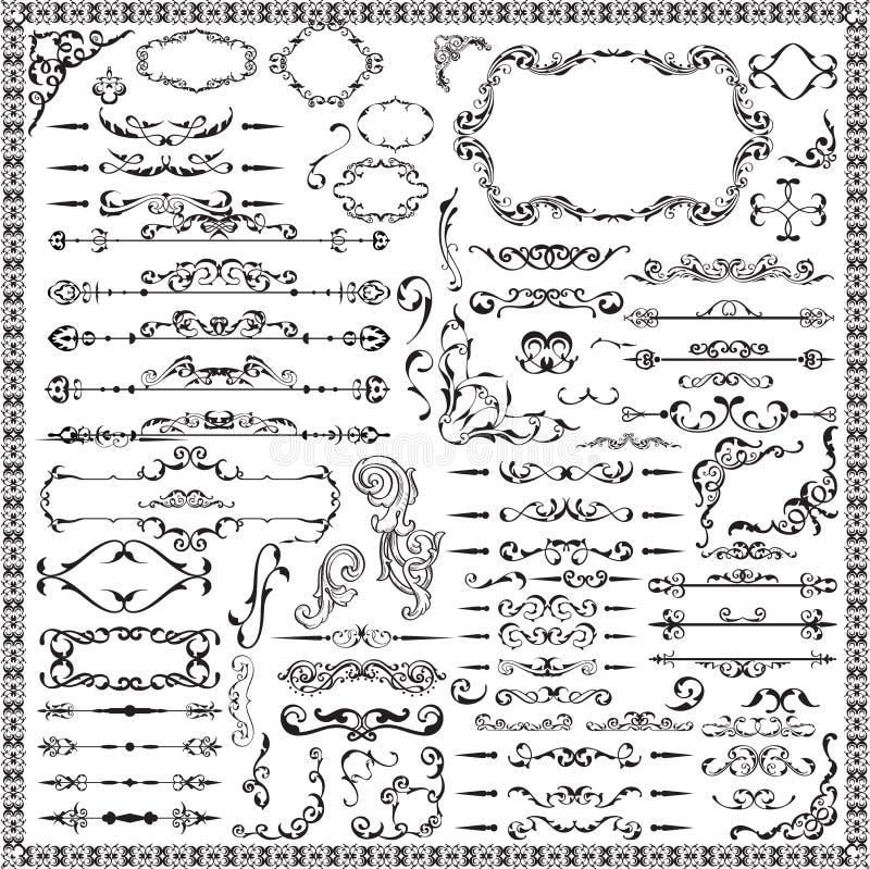 Victorian Set of Design Elements Stock Vector - Illustration of design ...