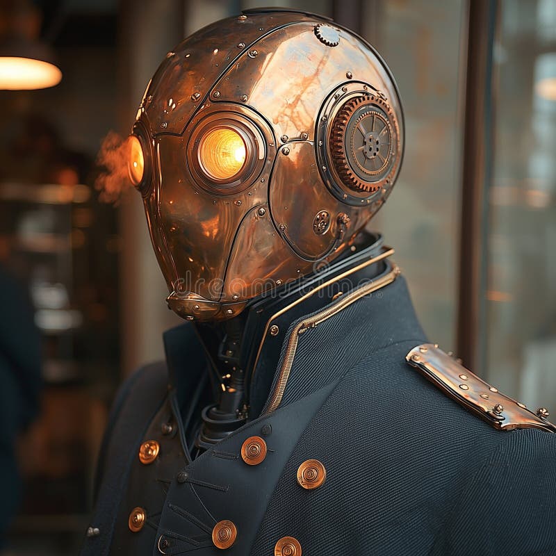 Victorian Steampunk Humanoid Robot with Brass and Copper Plating Stock ...