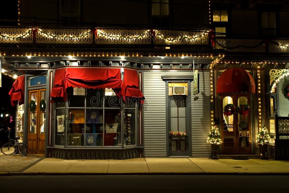 Victorian Storefront at Christmas Stock Photo - Image of shop, awning ...
