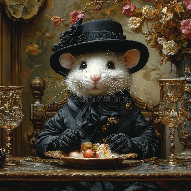 Victorian-style Mouse Dining in Luxurious Setting Stock Image - Image ...