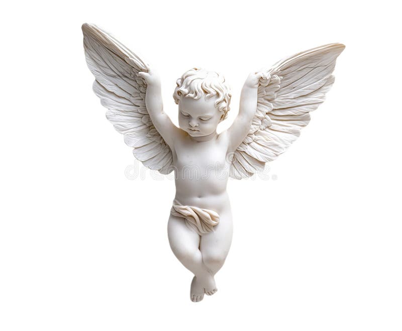 Victorian Style White Angelic Cherub Statue with Wings Stock ...